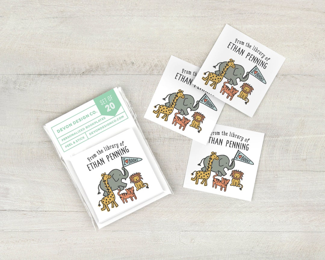 Safari Animal Personalized Bookplates, 2 Inch Childrens Custom Book ...