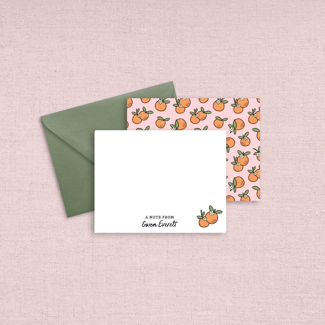 Personalized Clementine Notecard Set: Citrus Stationery Gift - Etsy
