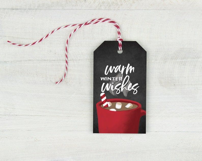 Hot Cocoa Gift Tags, Homemade Christmas Cocoa Tags, Holiday Packaging ...