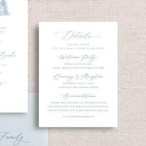 Light Blue Venue Sketch Invitation, Pastel Wedding Invitation With ...