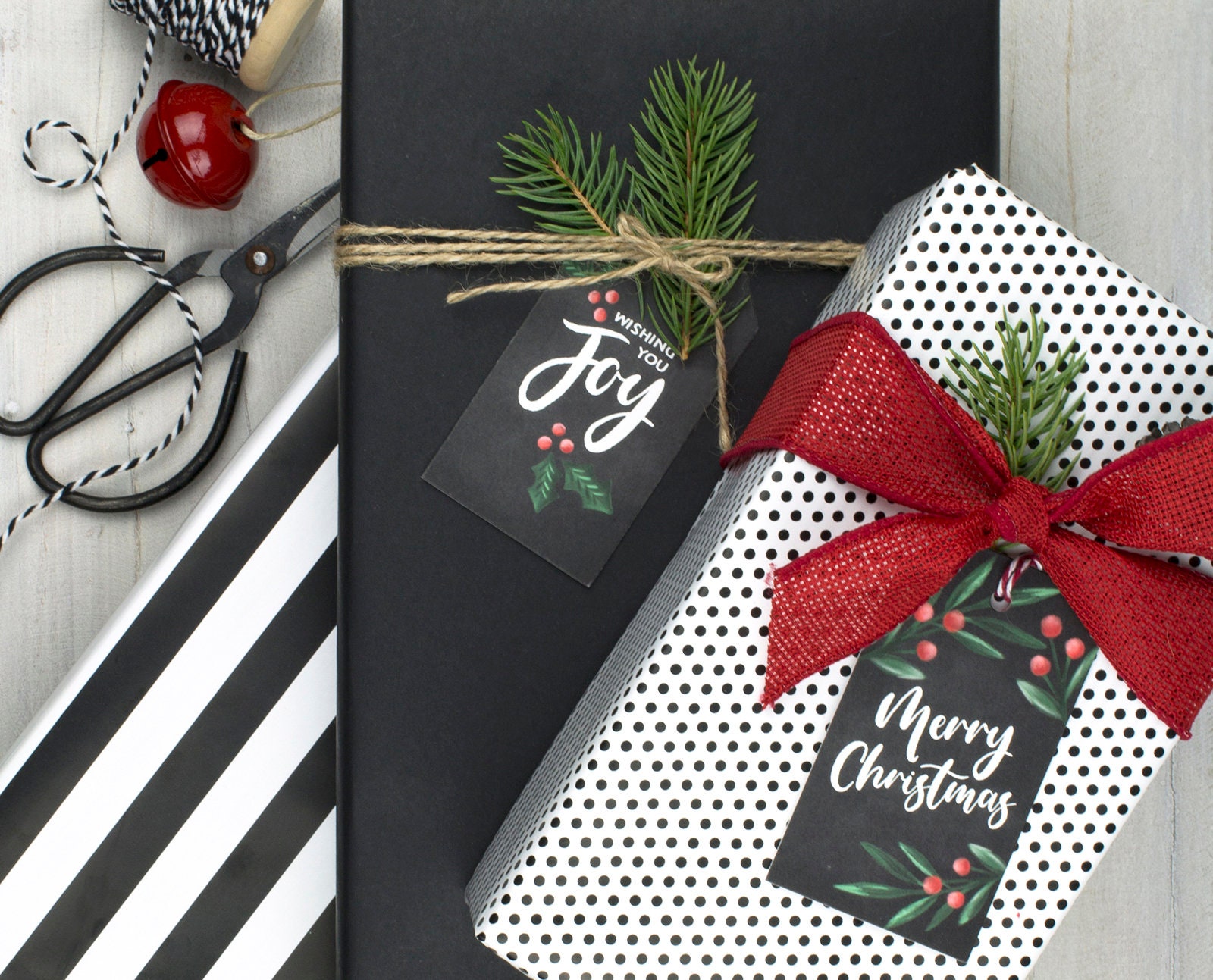 Festive christmas gift tags rustic holiday greenery | Etsy