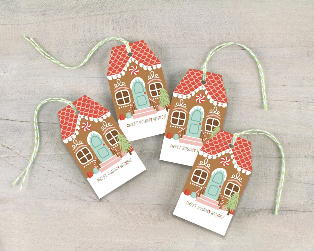 Gingerbread House Gift Tags, Holiday Gift Baked Goods, Holiday Tags ...