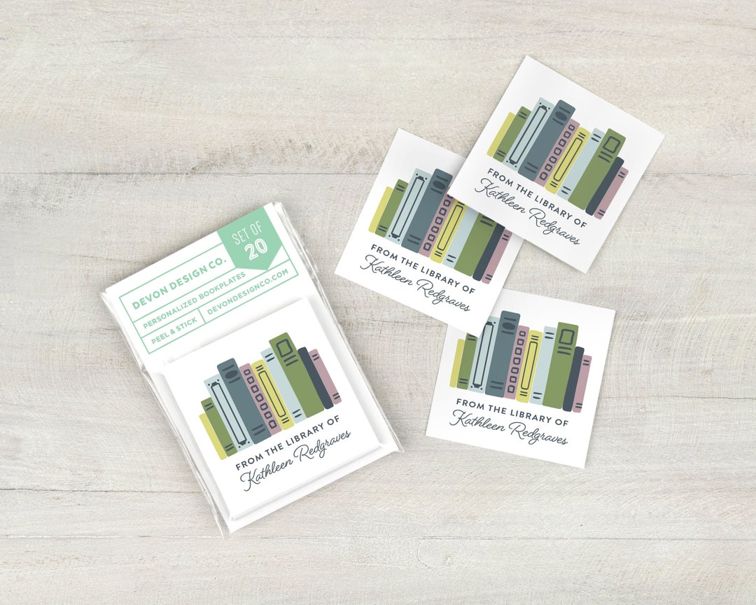 Personalized Bookplate Stickers: Colorful Books, Custom Library Labels ...
