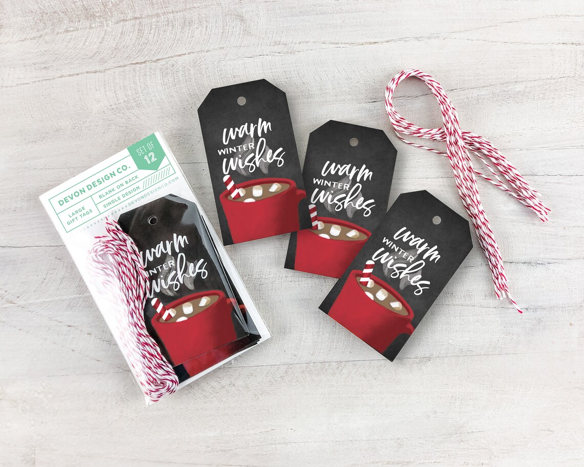 Hot Cocoa Gift Tags, Homemade Christmas Cocoa Tags, Holiday Packaging ...