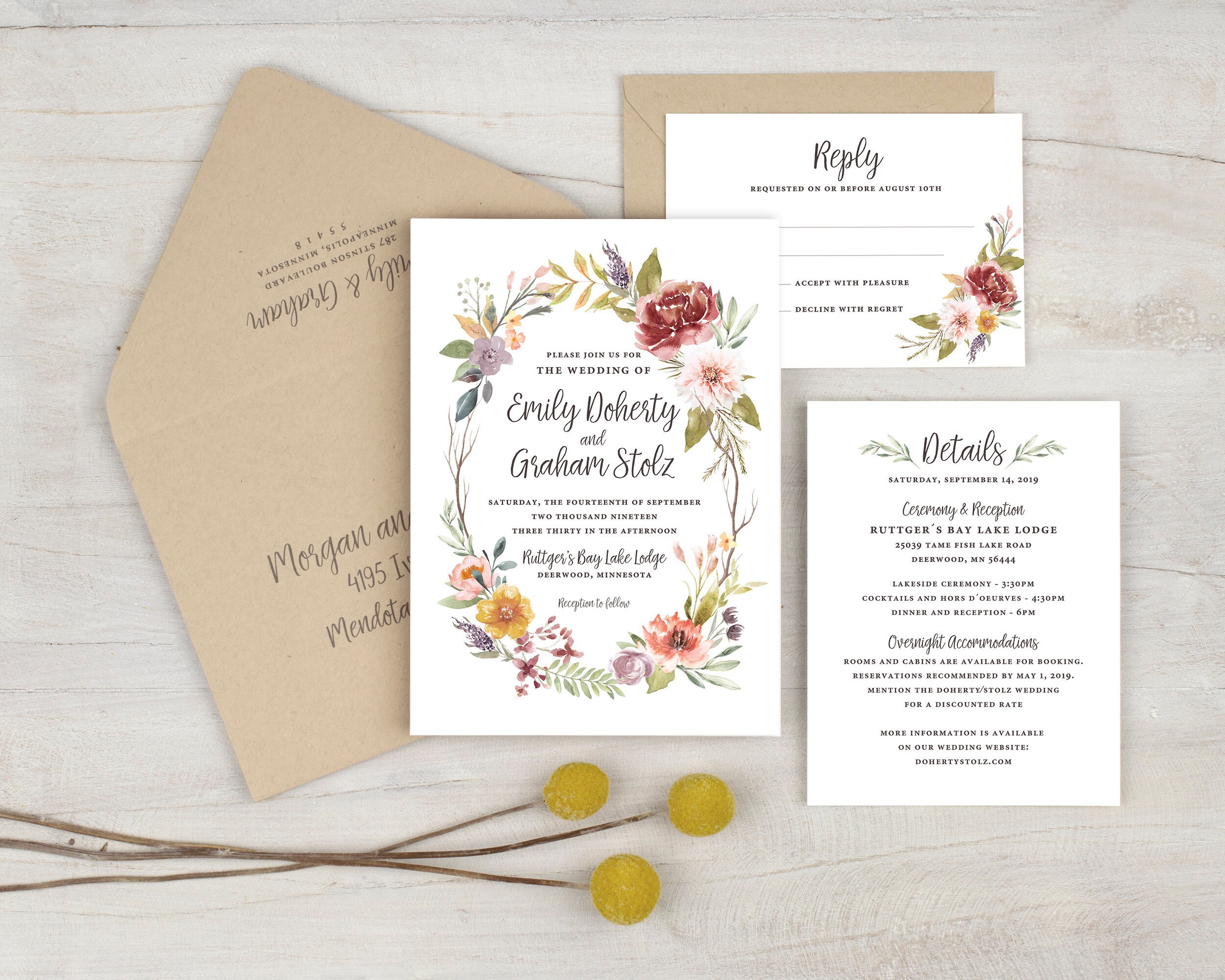 Festival Wedding Invites Country Wedding Invites Boho Wedding Invites ...