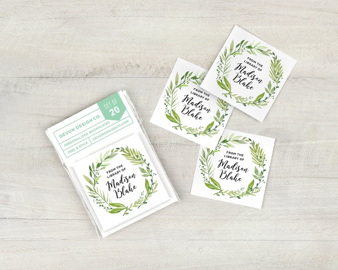 Custom Book Labels, Custom Bookplate Stickers, 2 Inch Set of 20, Book ...