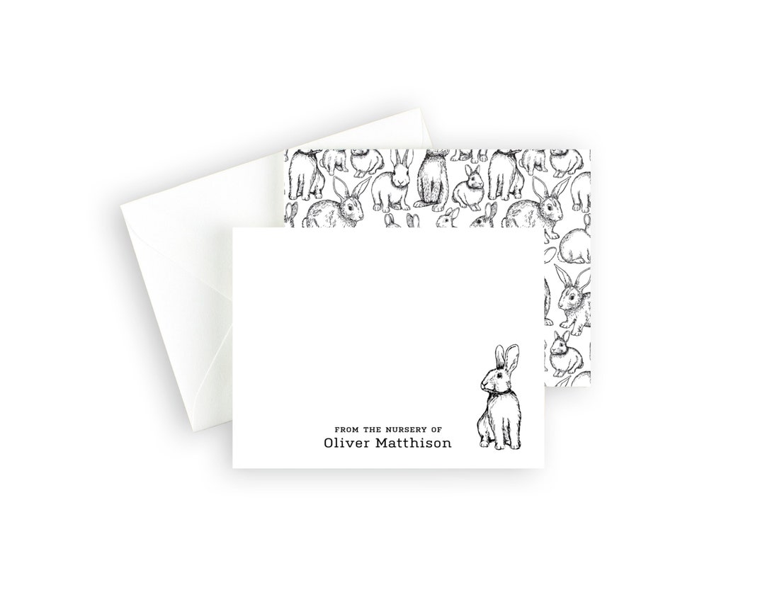 New Baby Notecards, Newborn Stationery, Bunny Notecards, Baby Shower ...