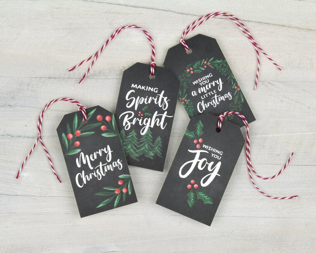 Festive Christmas Gift Tags, Rustic Holiday Greenery, Christmas ...