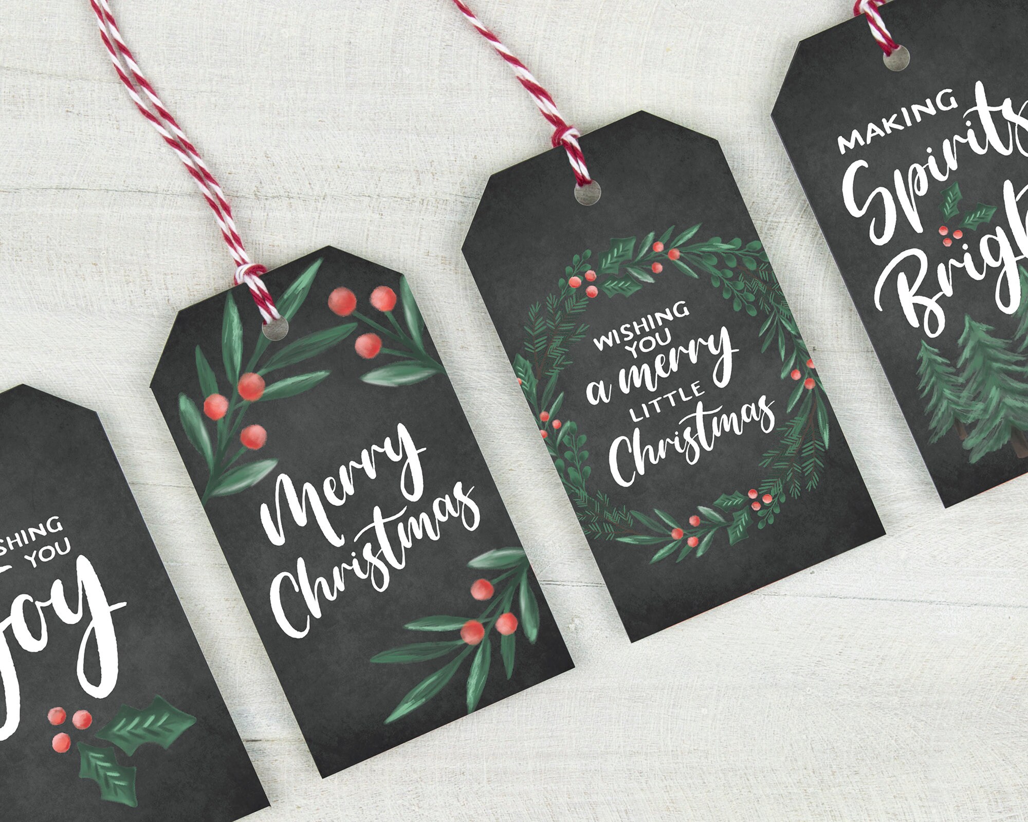 Festive christmas gift tags rustic holiday greenery | Etsy
