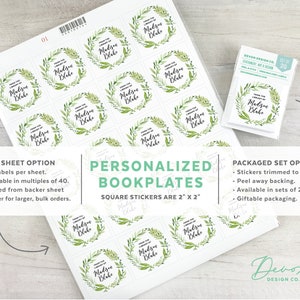 Custom Book Labels, Custom Bookplate Stickers, 2 Inch Set of 20, Book ...