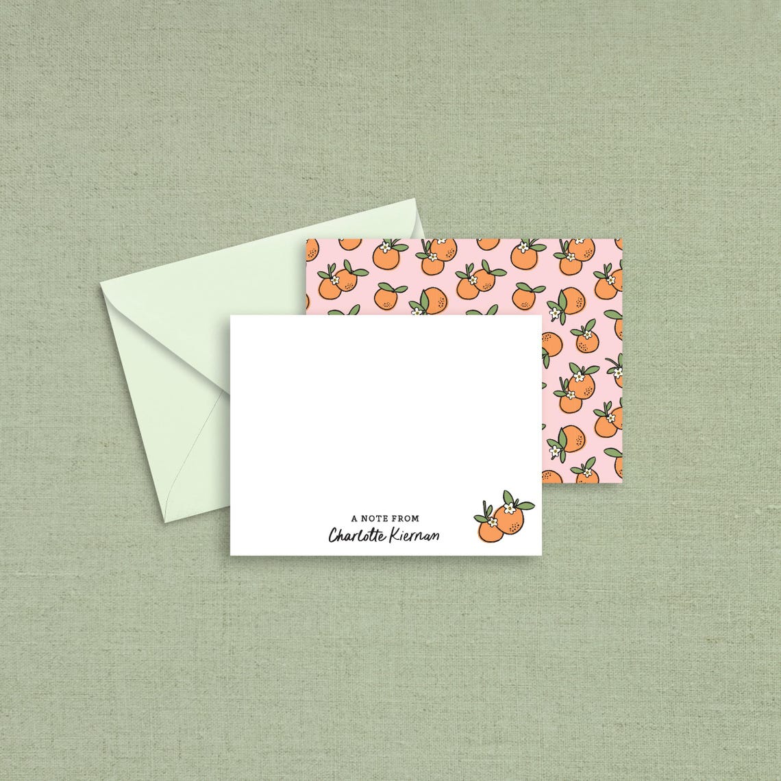 Personalized Clementine Notecard Set: Citrus Stationery Gift - Etsy