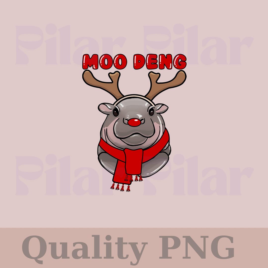Moo Deng Christmas PNG, Funny Christmas Sublimation PNG, Moo Deng Png ...