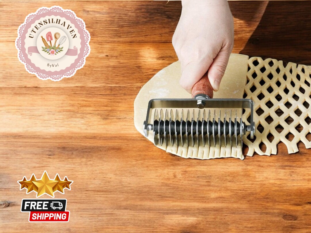 Pastry Lattice Roller Cutter | Wheel Dough Slicer Tool | Wooden Handle ...