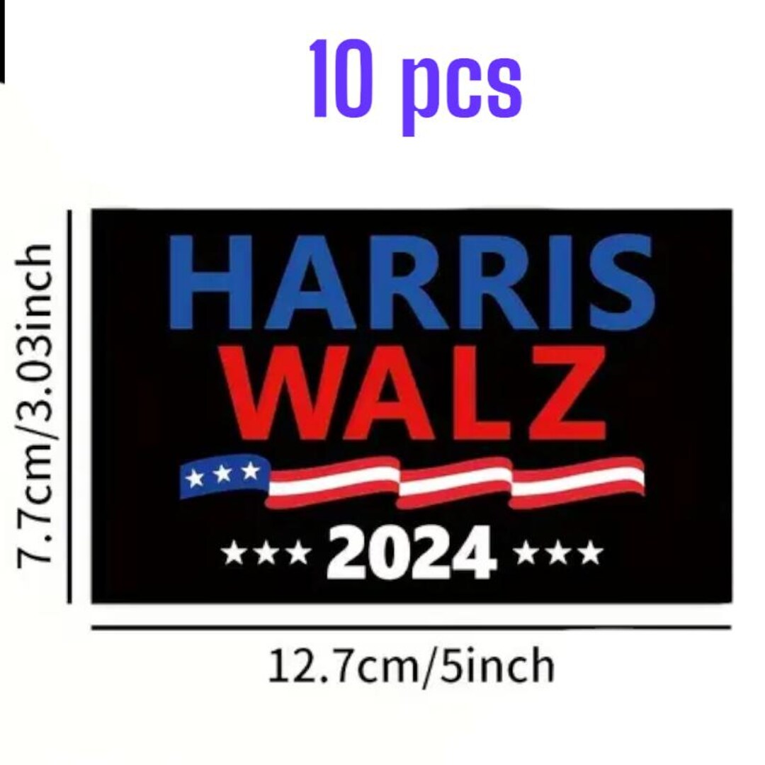 10 Pcs Pack President Harris Walz 2024 Vinyl Decal Bumper Sticker 3x5 ...