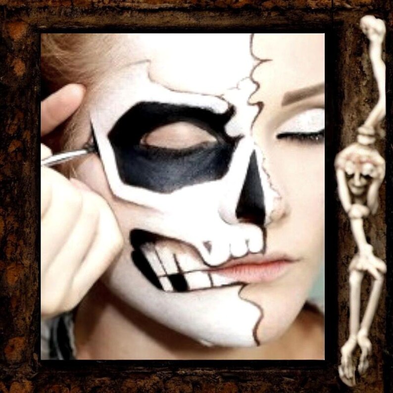 Non-toxic Black & White Face Paint Halloween Cosplay Makeup Kit Long ...