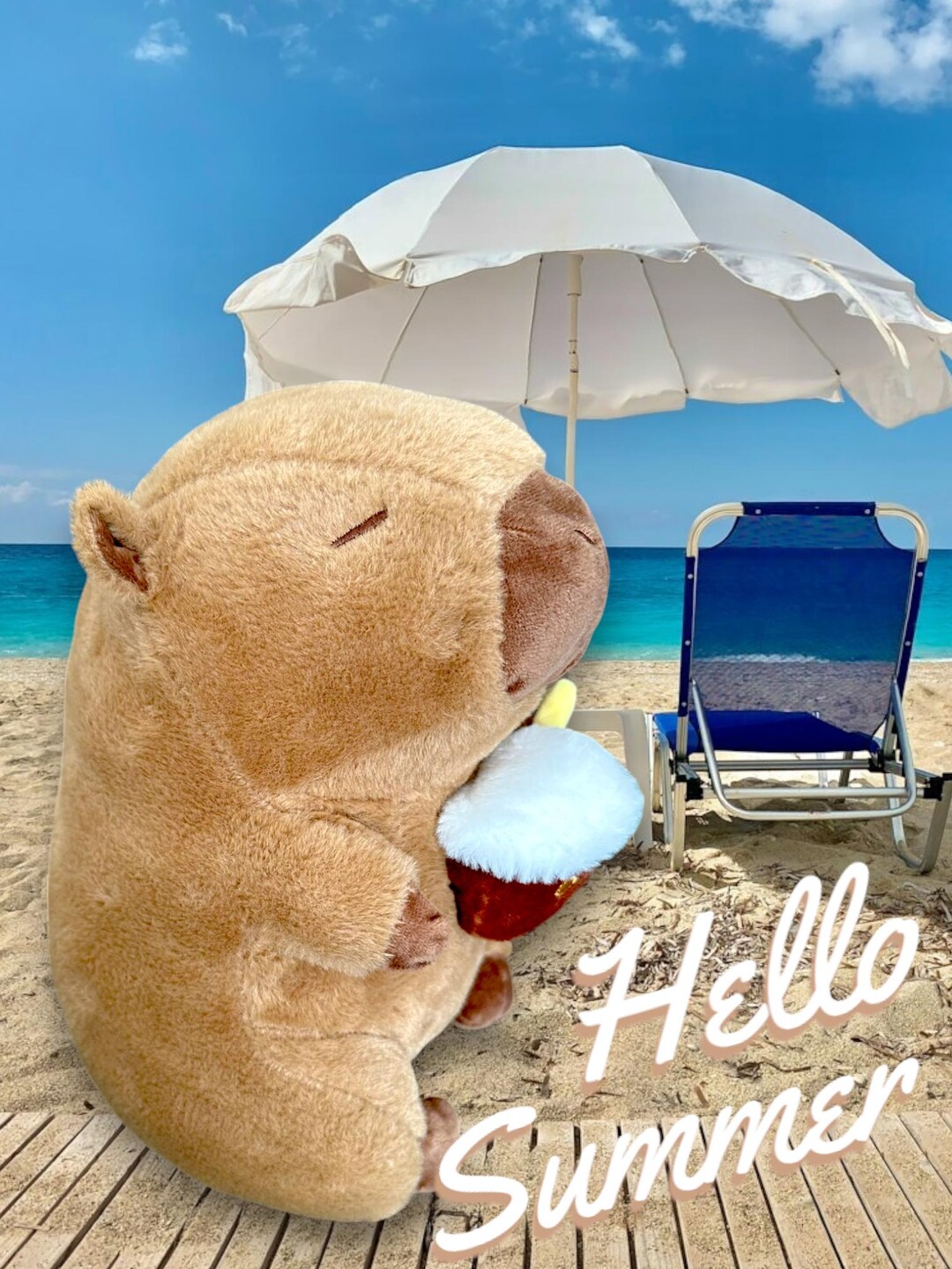 Cute Brown Capybara Boba Tea Tummy Time Pillow Plush Toy 10.5-inchsoft ...