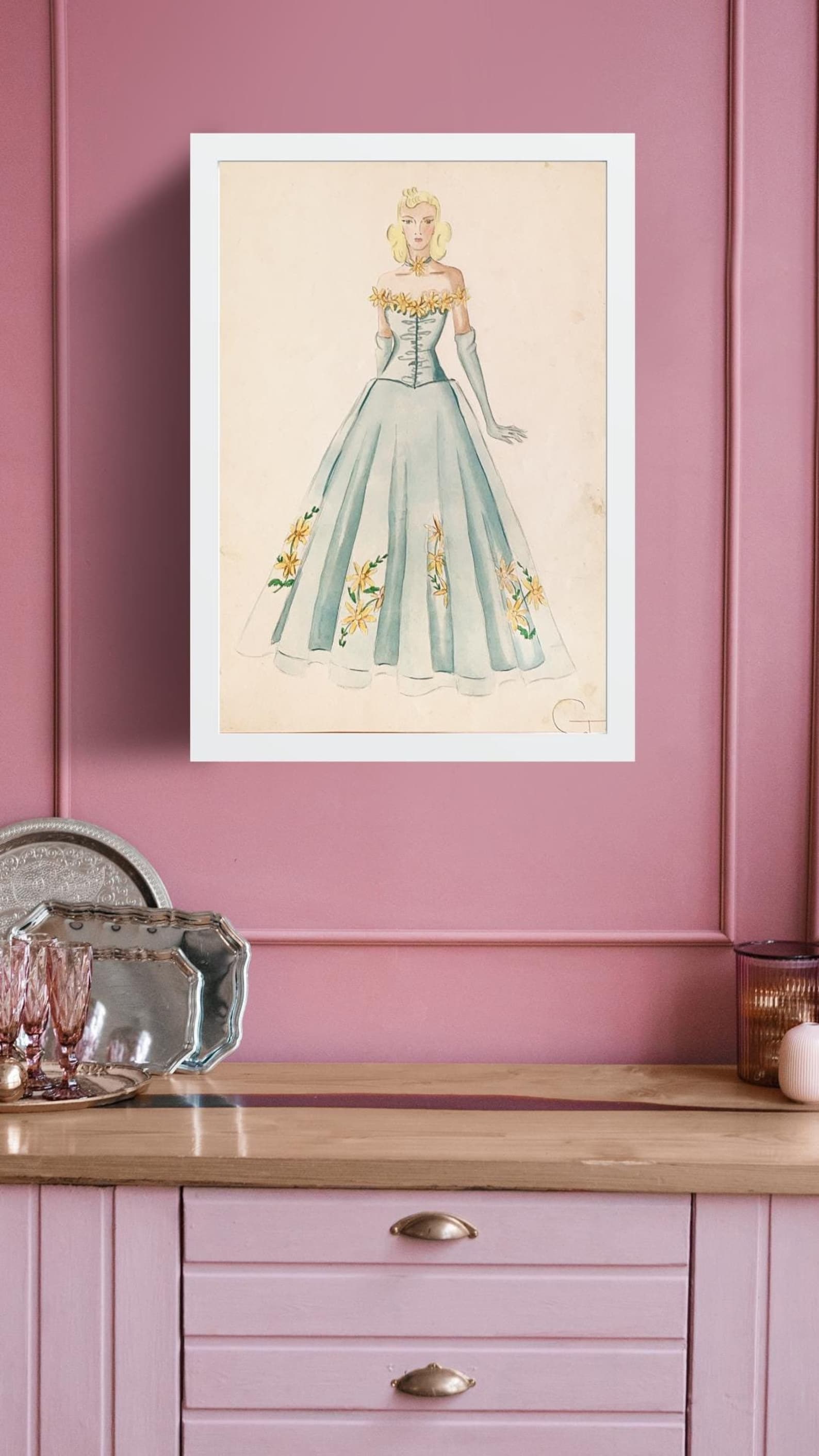 Vintage Fashion Illustration Digital Art Download | Original Ann ...