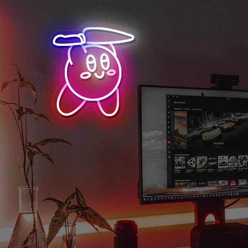 Kirby With a Knife Neon Sign,anime LED Light,kirby Neon Sign,bedroom ...