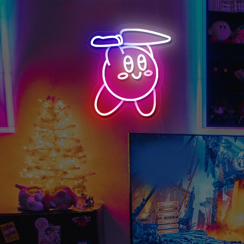 Kirby With a Knife Neon Sign,anime LED Light,kirby Neon Sign,bedroom ...