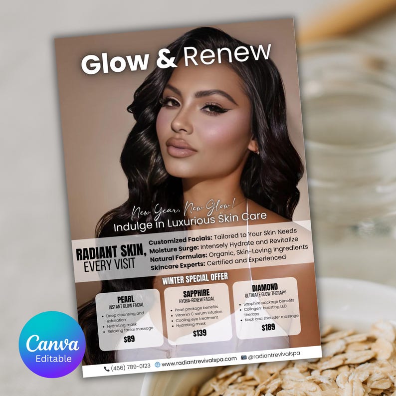 Esthetician Flyer, DIY Flyer Template Design, Skin Care Services Flyer ...