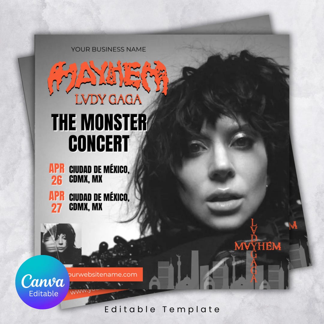 Editable Lady GA Concert Template - Printable Event Ticket - Event ...