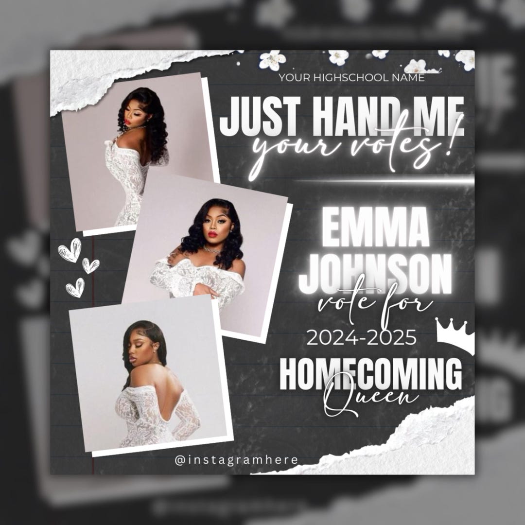 Vote for Me Flyer, Homecoming Flyer, Queen Editable Canva Flyer ...
