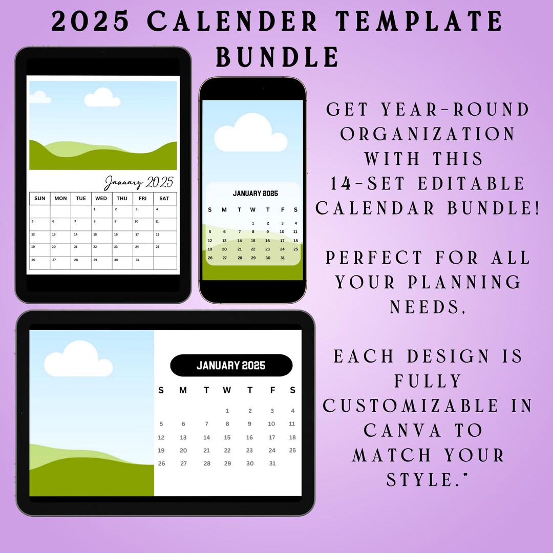 Editable 2025 Calendar Templates Fully Editable for Free in Canva 14 ...