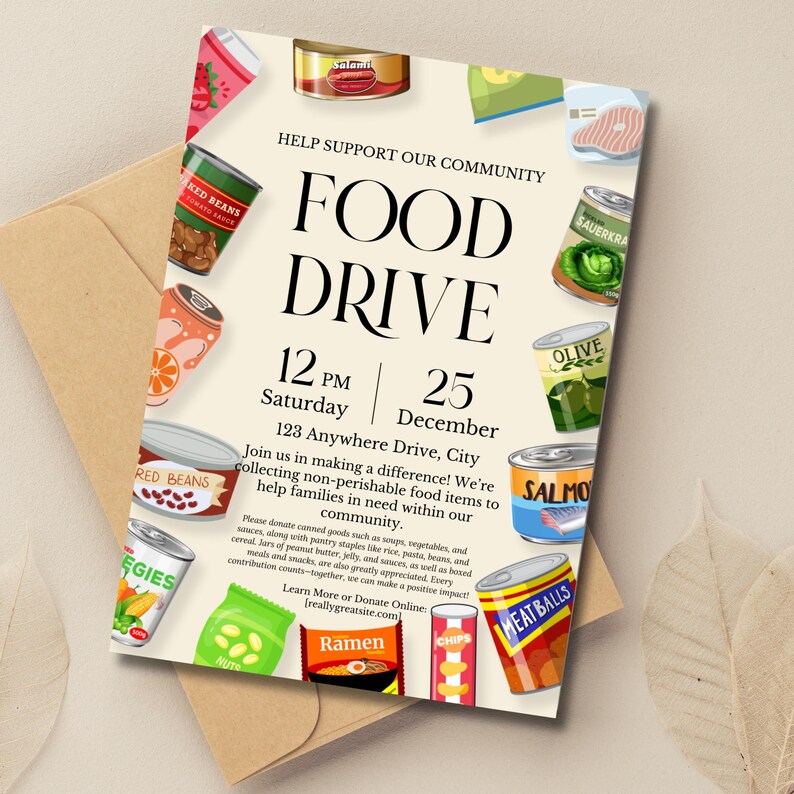 Community FOOD DRIVE FLYER Digital Download Template, Edit in Canva - Etsy