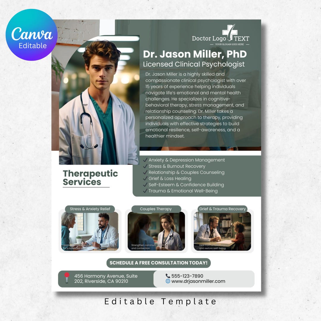 Counseling Flyer Template, Psychologist Therapist Flyer Brochure ...