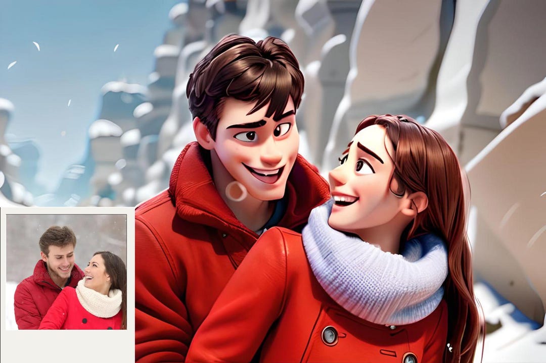 Custom Portrait Pixar Couple Personalized Cartoon Photo Pixar Style ...