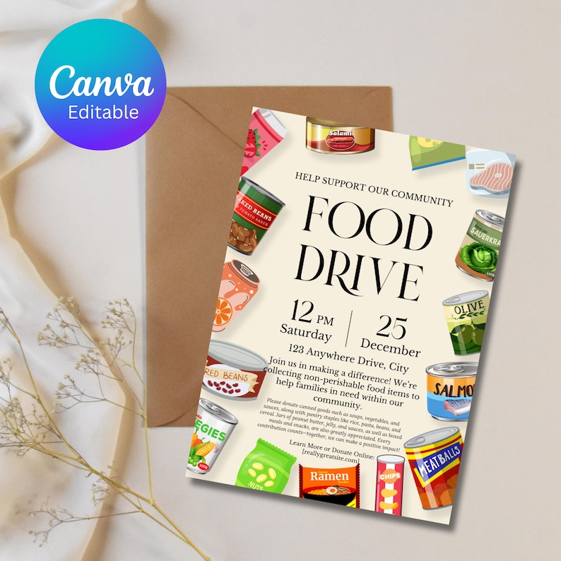Community FOOD DRIVE FLYER Digital Download Template, Edit in Canva - Etsy