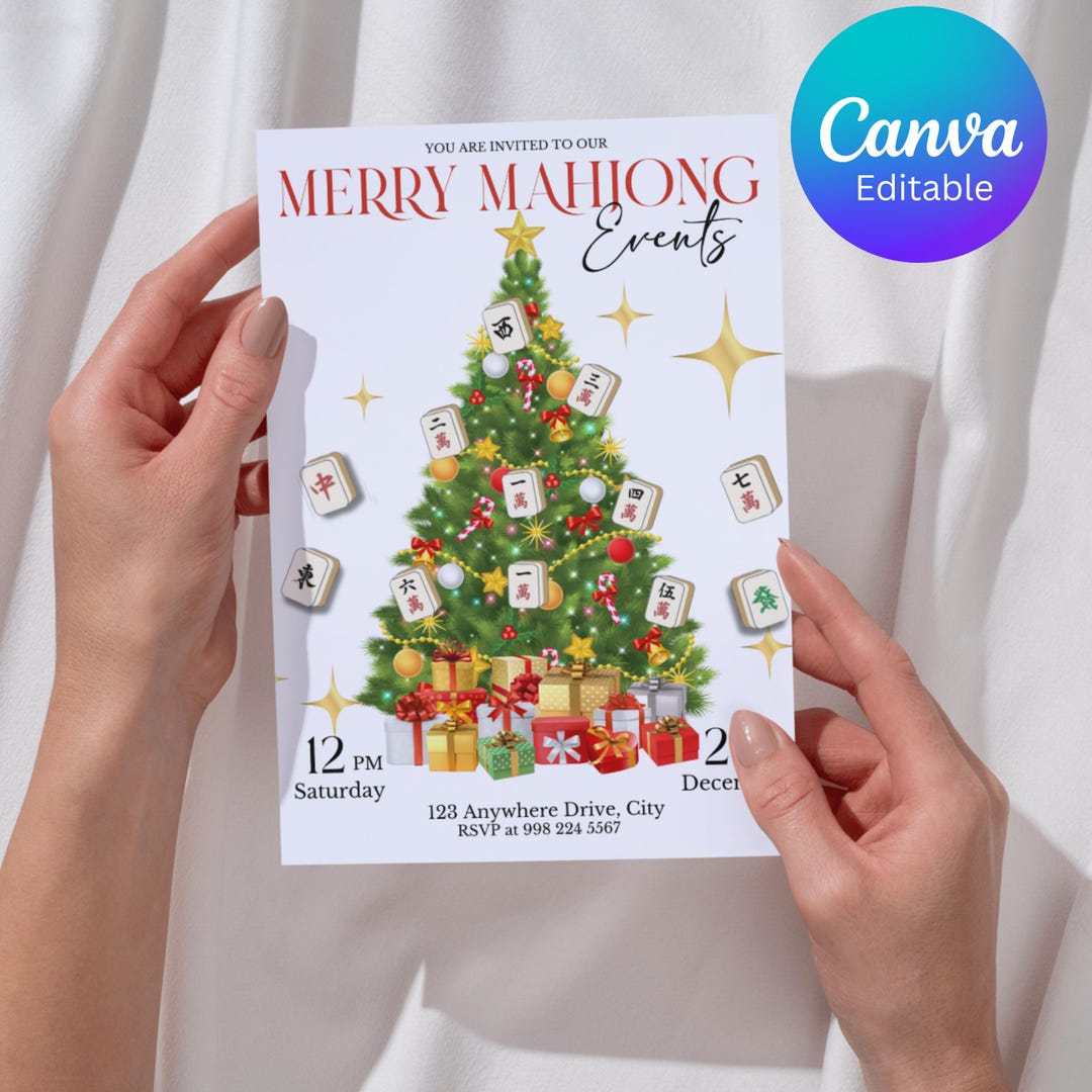 MERRY MAHJONG Christmas Theme Invitation Flyer or Invitation Digital ...