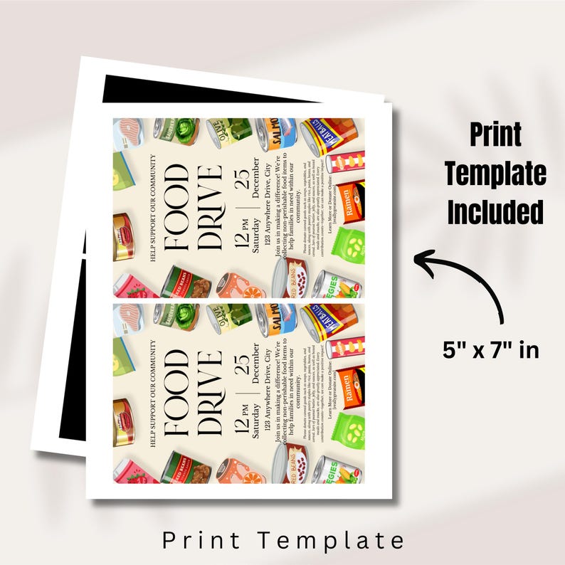 Community FOOD DRIVE FLYER Digital Download Template, Edit in Canva - Etsy