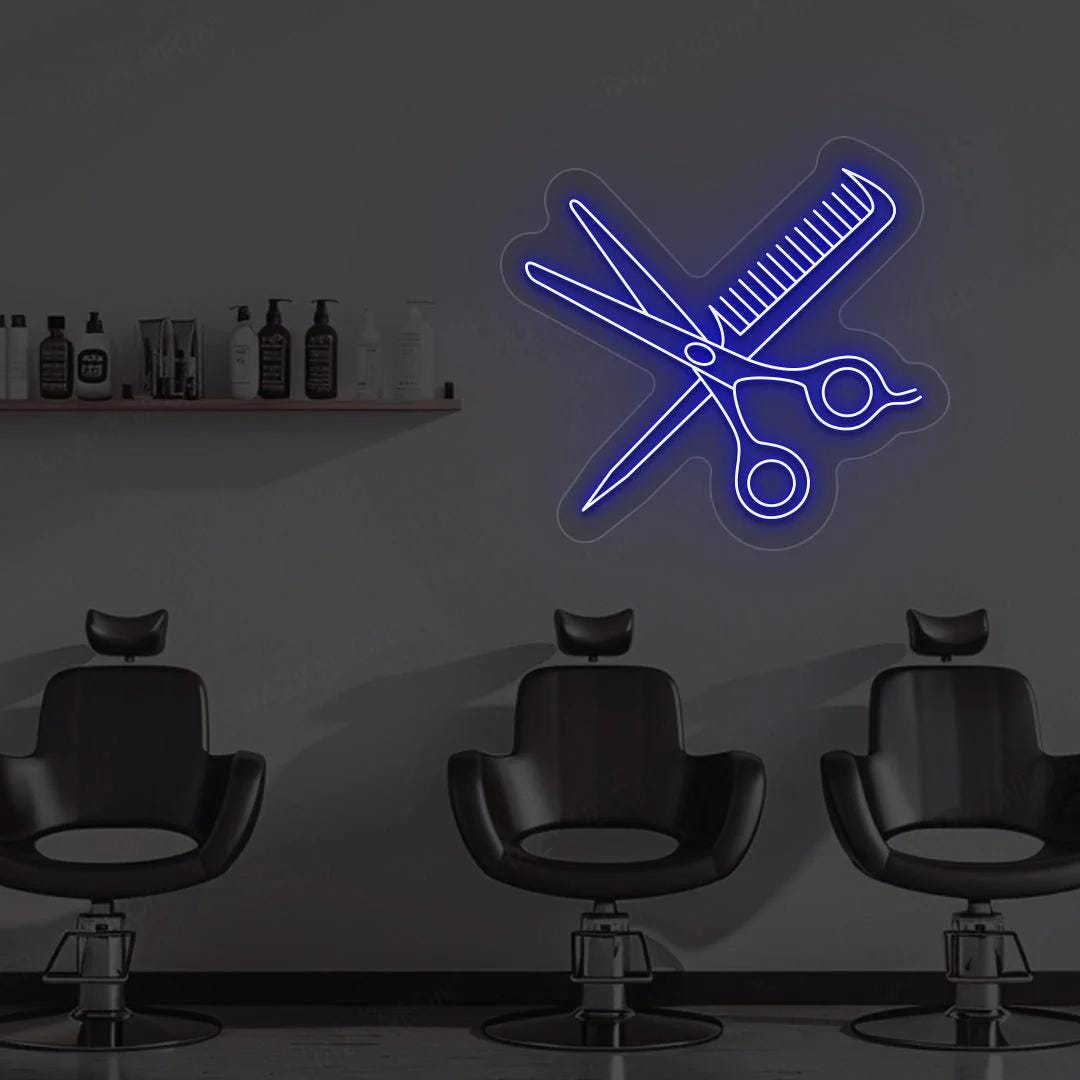 Scissors Comb Neon Sign - Etsy