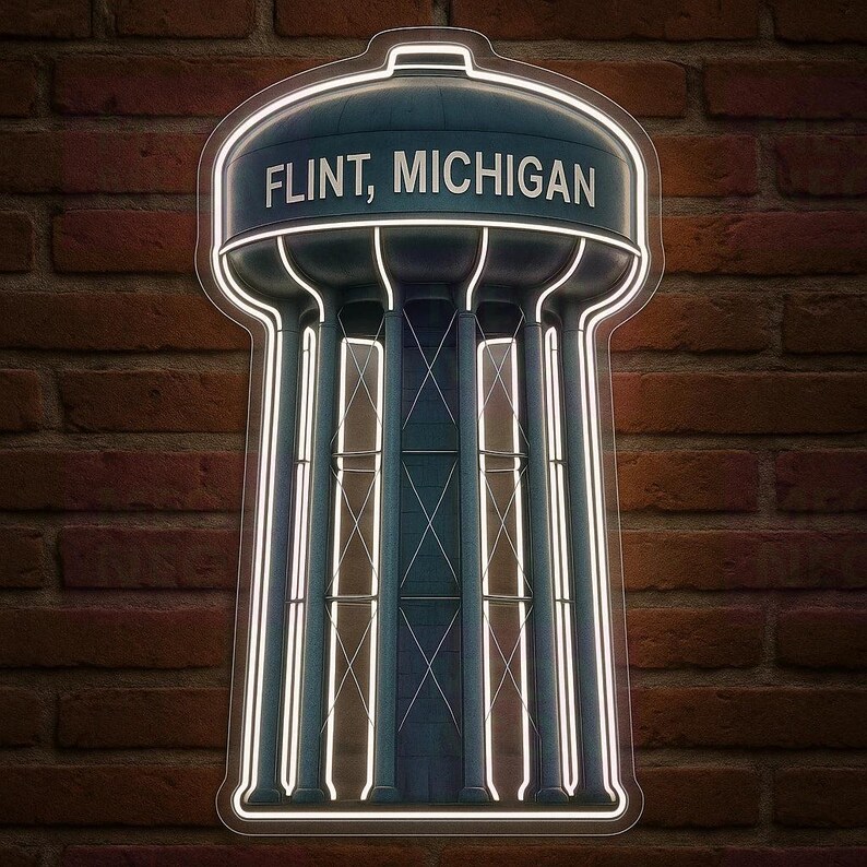 Flint Water Tower LED Neon Sign - Etsy