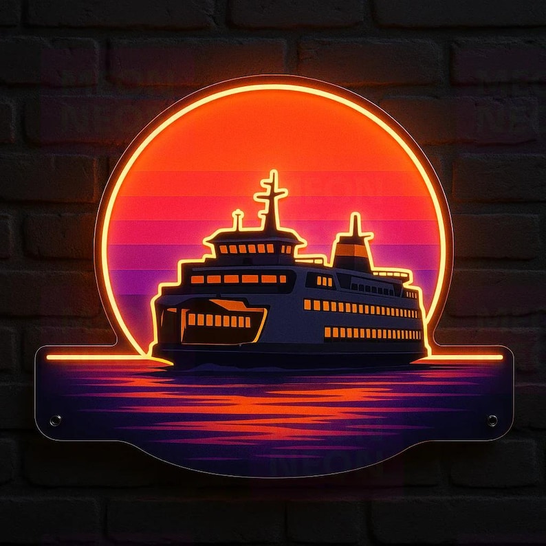 Ferry Boat Sunset LED Neon Sign - Etsy