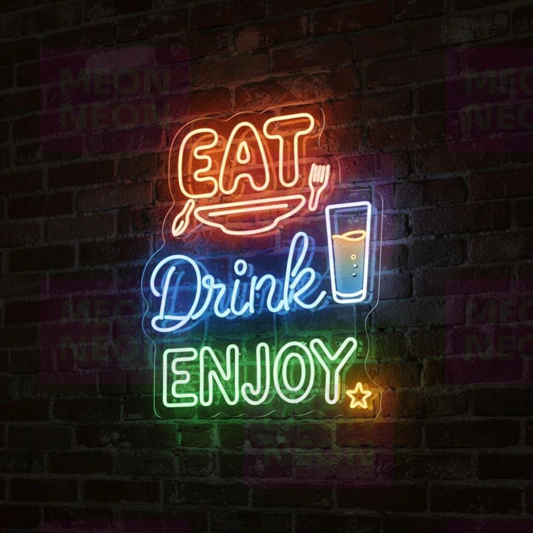 Colorful Eat Drink Enjoy LED Neon Sign - Etsy
