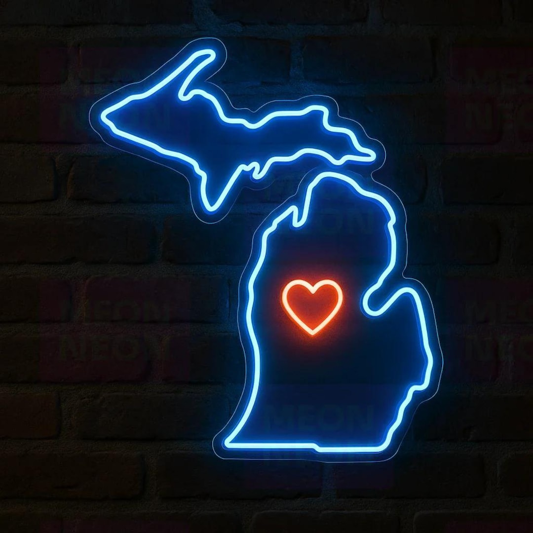 Michigan Mitten Love LED Neon Sign - Etsy
