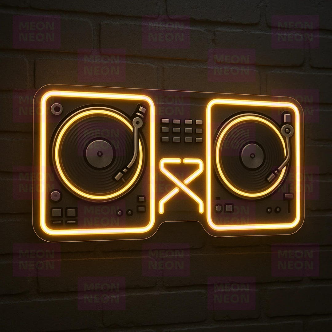 DJ Turntables LED Neon Sign - Professional Equipment - Club Setup ...