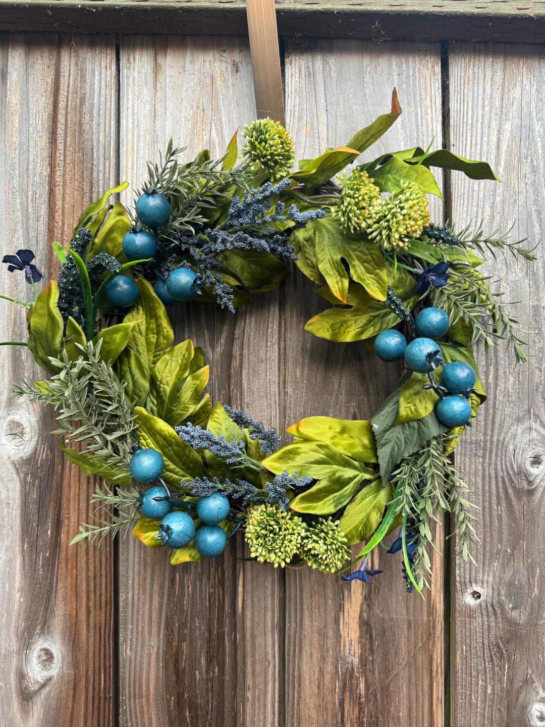 Handcrafted Wreath With Blueberries and Blue Accents 15 - Etsy