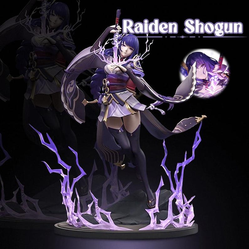 Raiden Shogun Genshin Impact Beautiful 3D Figure Highly Detailed Figure ...