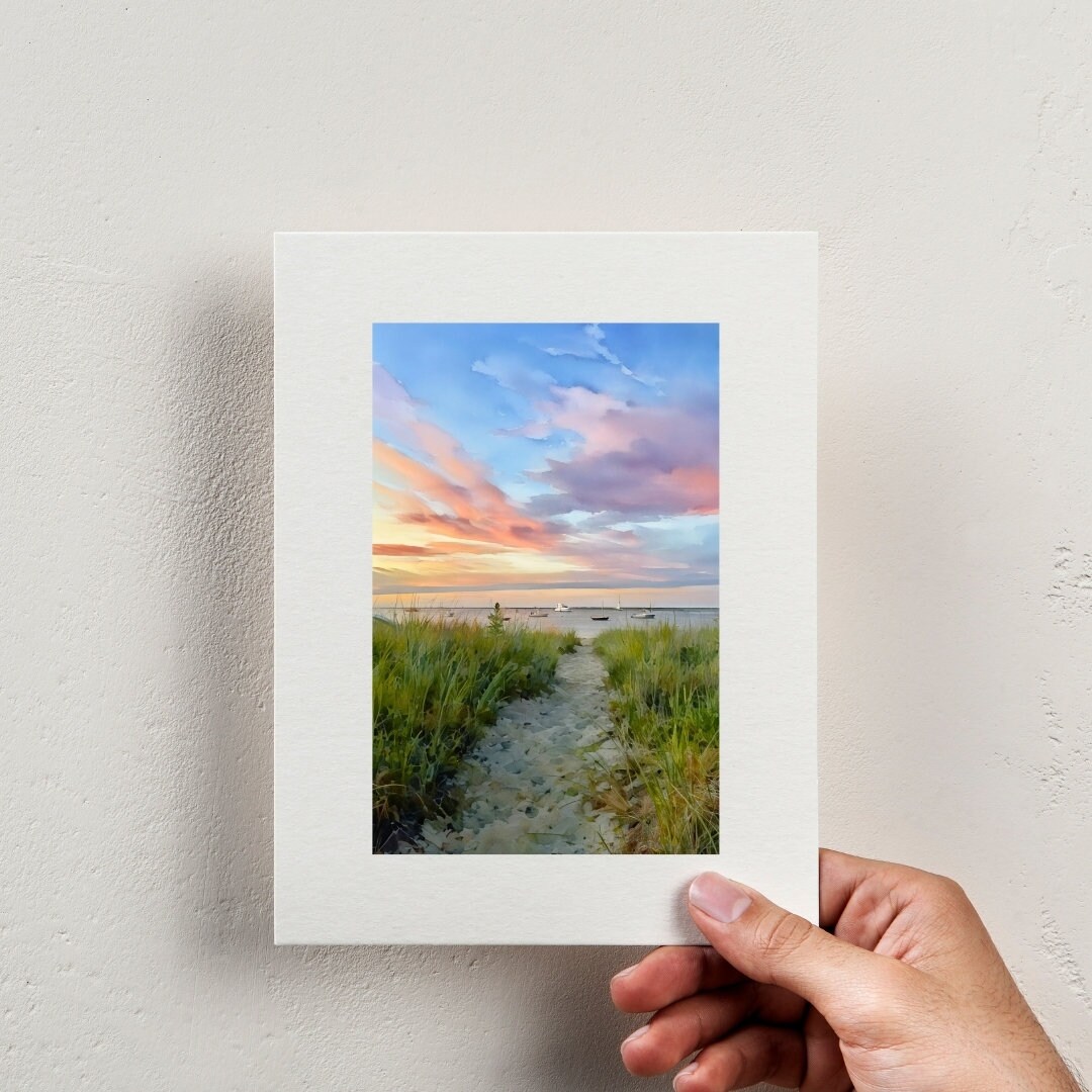 Nantucket Watercolor Print | Nantucket Sunset | Dreamy Nantucket ...