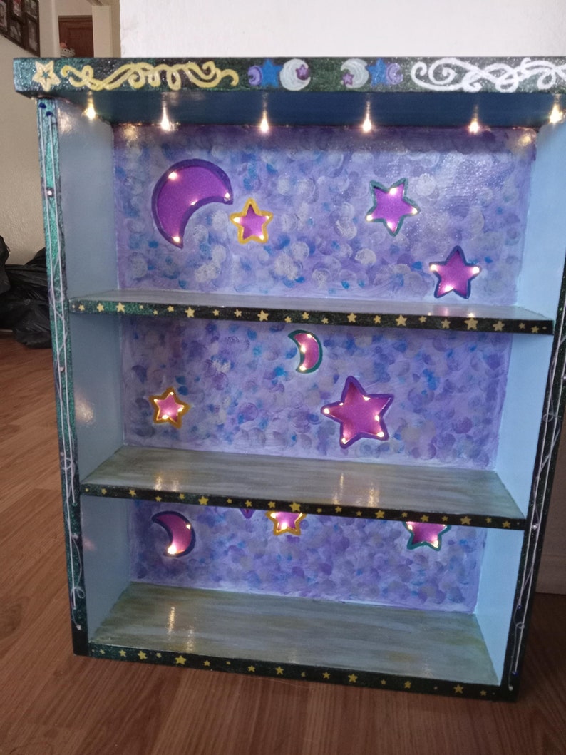 Star and Moon Fairy Lighted Bookshelf - Etsy
