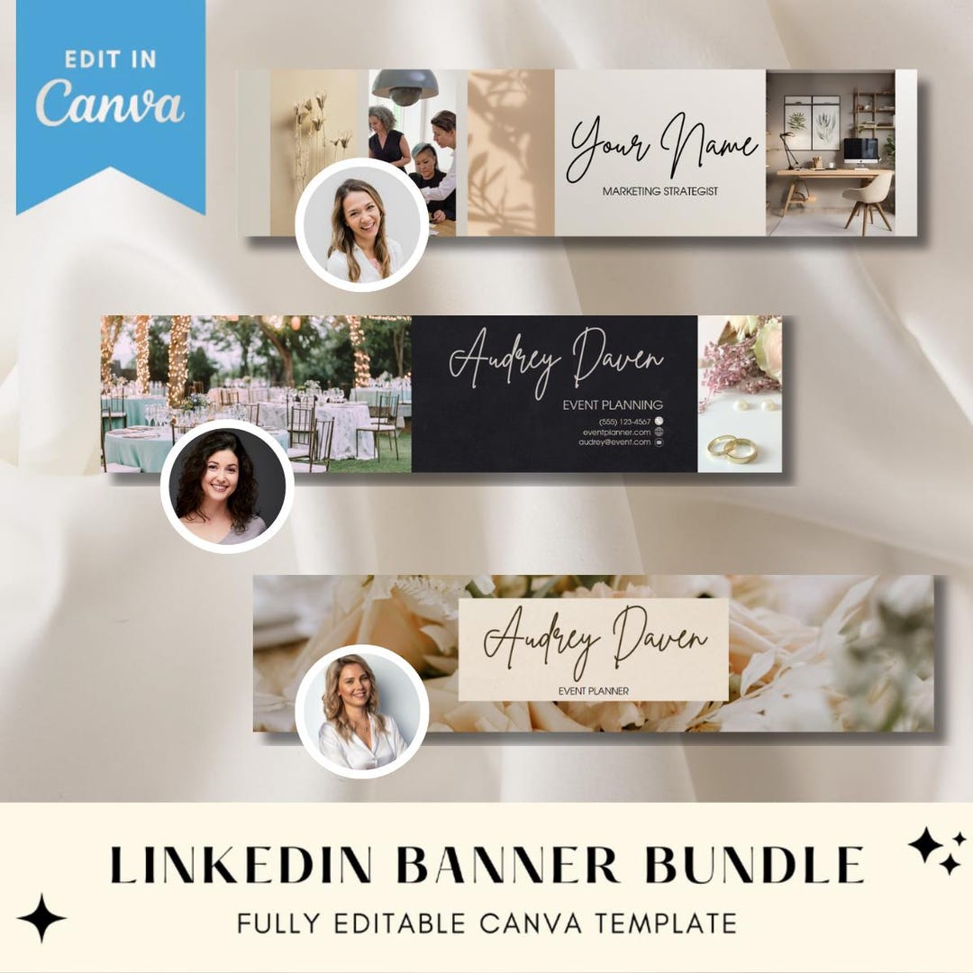 Linkedin Banner Canva Template Bundle, Edit in Canva, Professional ...