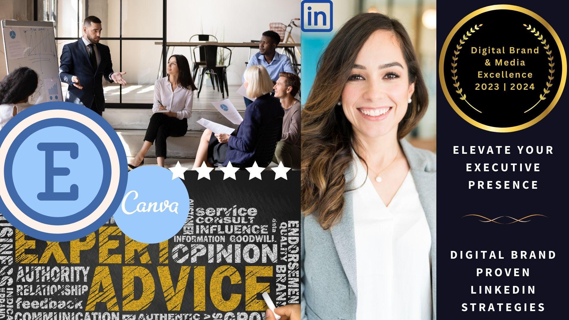 Linkedin Profile Banner Editable Canva Template Executive Edge, 30 ...