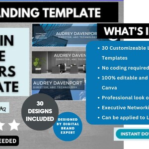 Linkedin Banner Template: Executive Profile Design (30 Banners, Canva ...