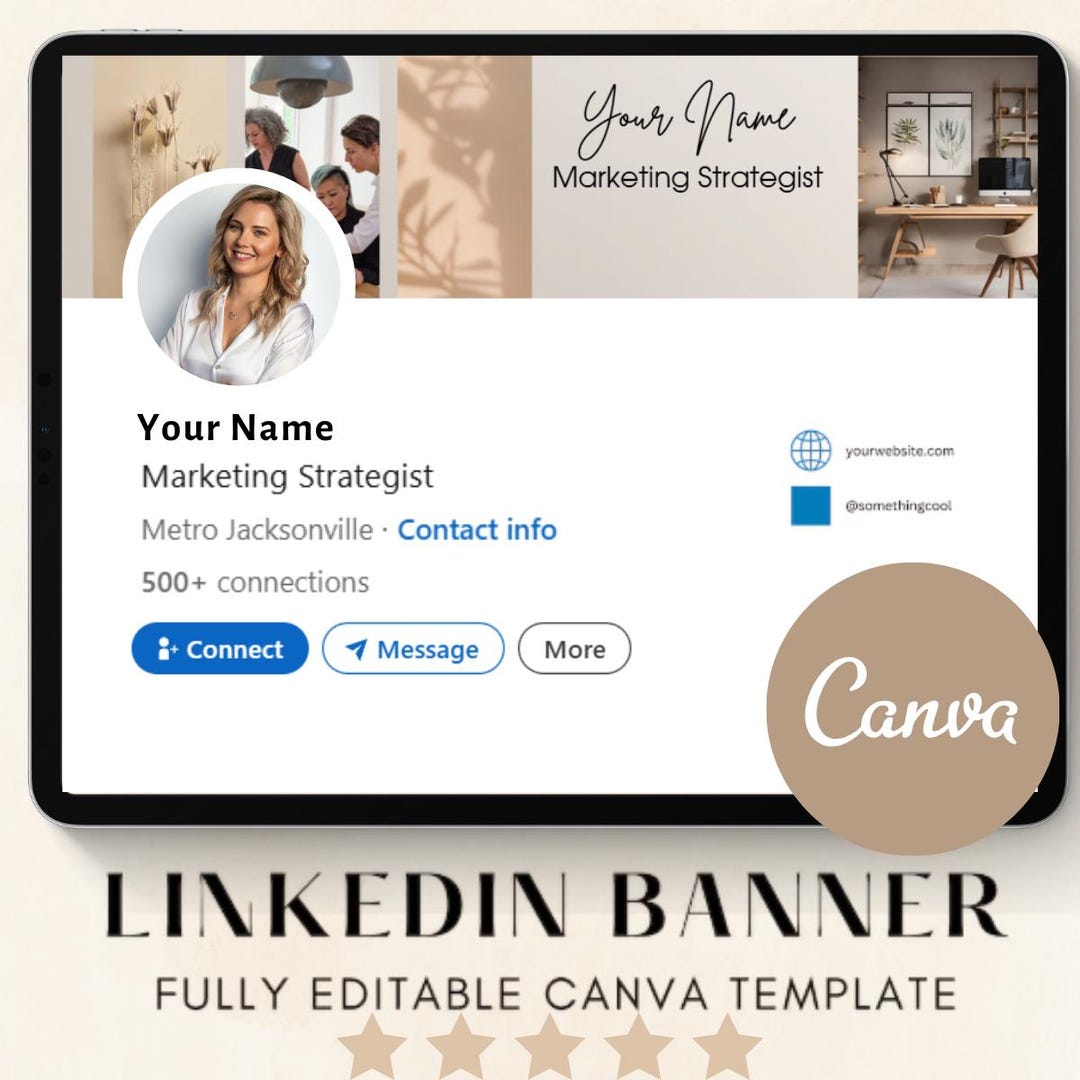 Expert Linkedin Banner, Canva Editable Template, Beige Minimalist ...