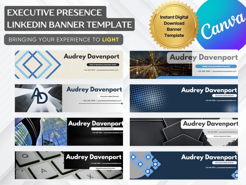 Linkedin Banner Template: Executive Branding Canva Design (digital ...