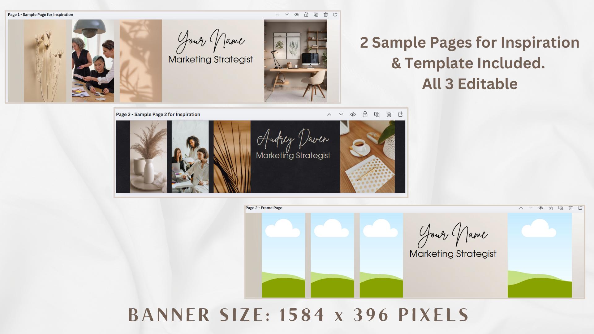 Expert Linkedin Banner, Canva Editable Template, Beige Minimalist ...