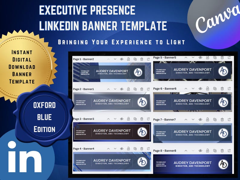 Linkedin Banner Kit Canva | 8 Executive Linked in Banners ...